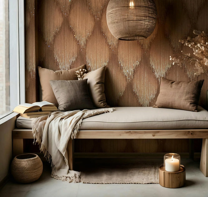 Silk Prism with Rhinestones - Copper Wallcovering | Astek