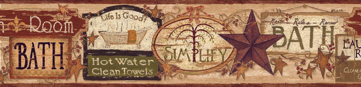 Latrine Red Good Life Signs Border Wallcovering | Astek