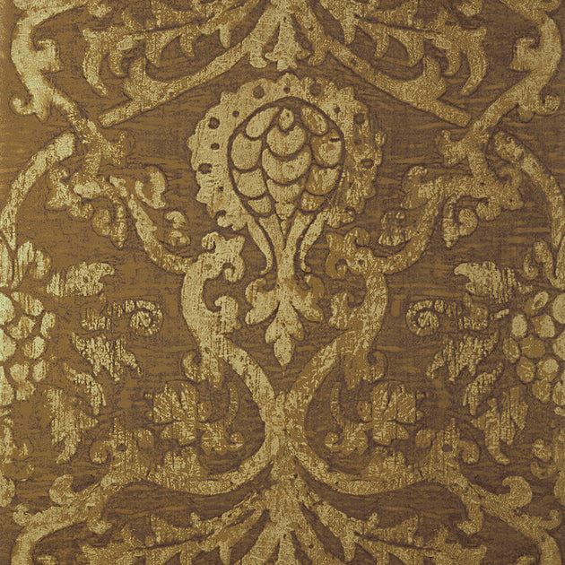 Pravata Damask Wallcovering - Gold on Foil | Astek